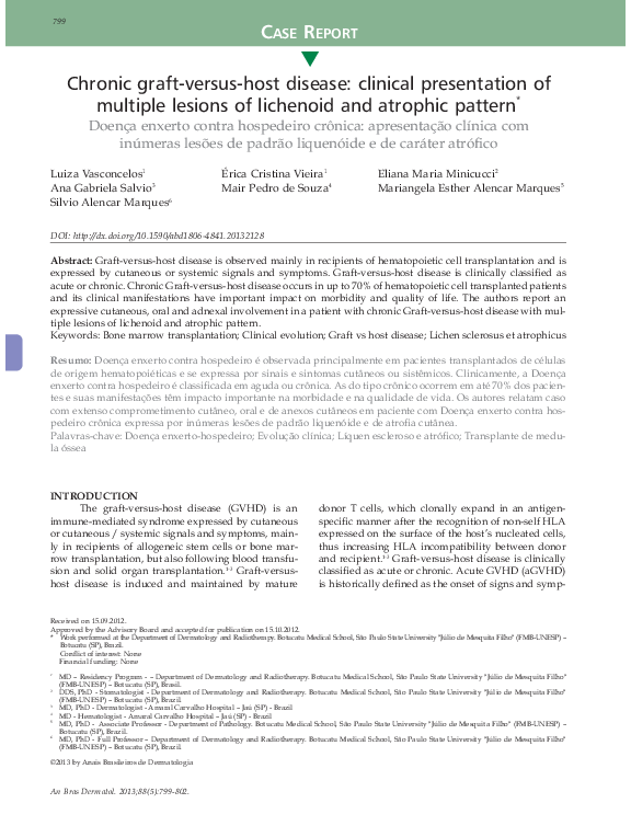 (PDF) Chronic graft-versus-host disease: clinical presentation of multiple lesions of lichenoid ...
