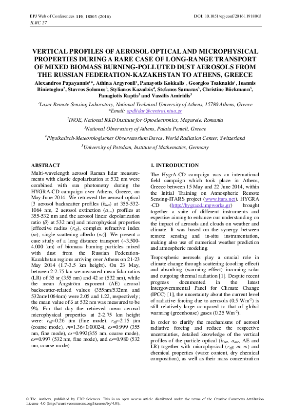 (PDF) Vertical Profiles of Aerosol Optical and Microphysical Properties During a Rare Case of ...