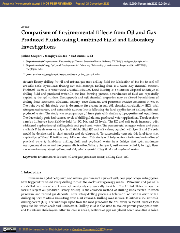 (PDF) Environmental Impact of Oil and Gas Fluids on Soil Properties