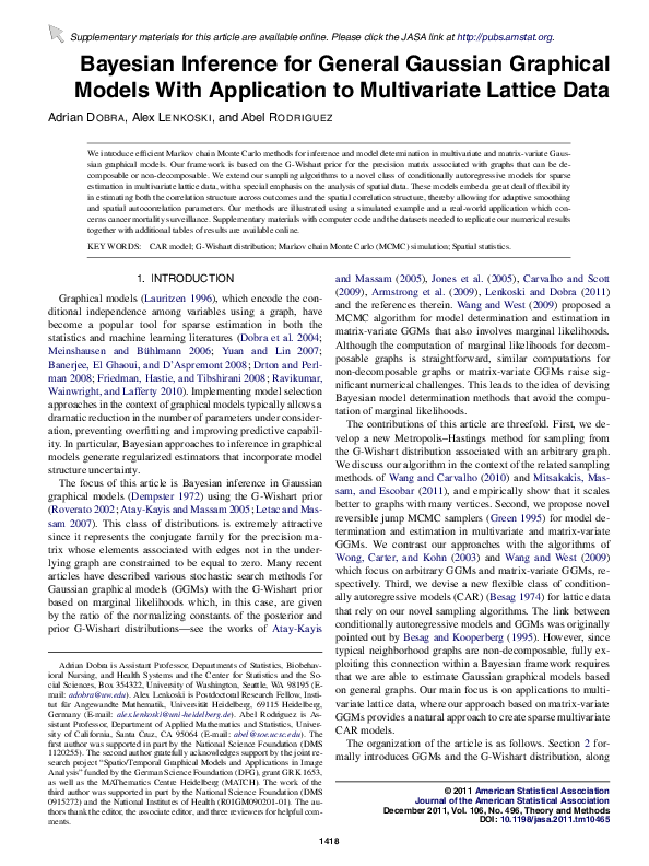 (PDF) Bayesian Inference for General Gaussian Graphical Models With Application to Multivariate ...