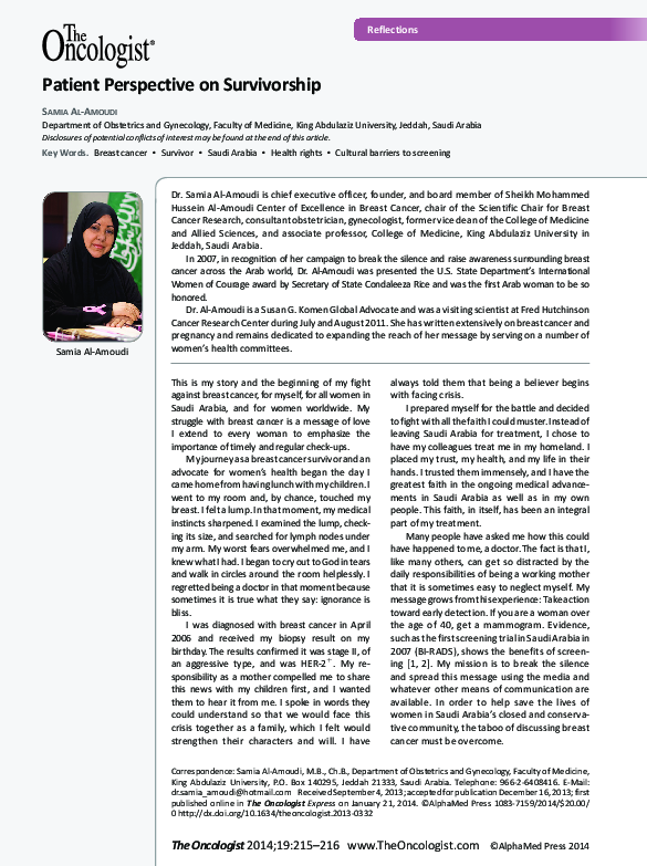 (PDF) Patient Perspective on Survivorship