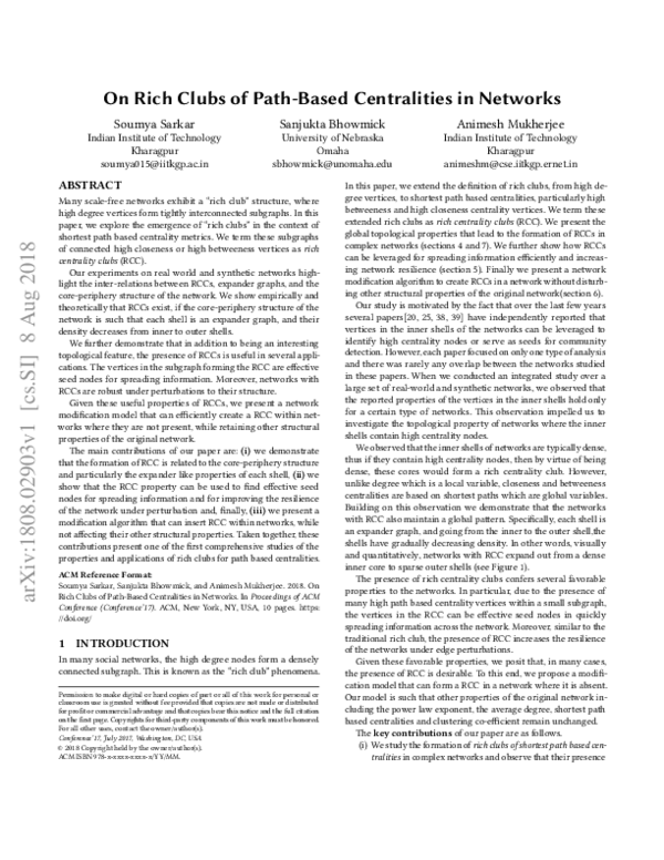 (PDF) Rich Clubs in Networks: Path-Based Centrality Insights