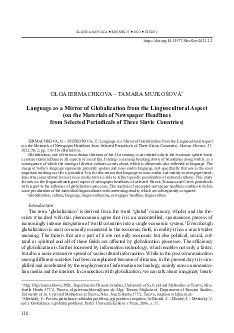 (PDF) Language as a Mirror of Globalization from the Linguocultural Aspect