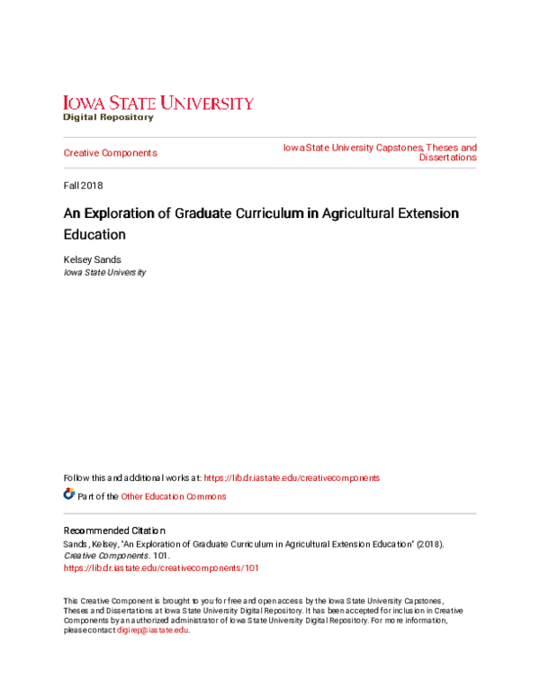 (PDF) An Exploration of Graduate Curriculum in Agricultural Extension ...