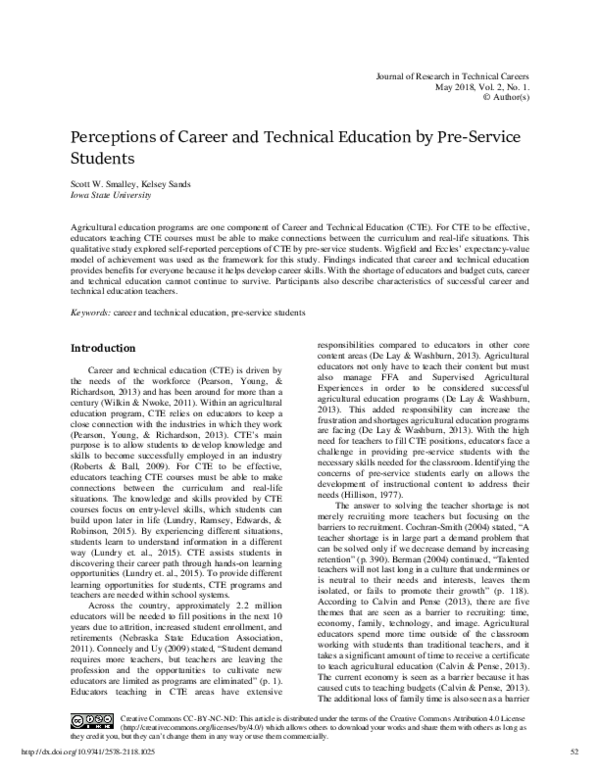 (PDF) Perceptions of Career and Technical Education by Pre-Service Students