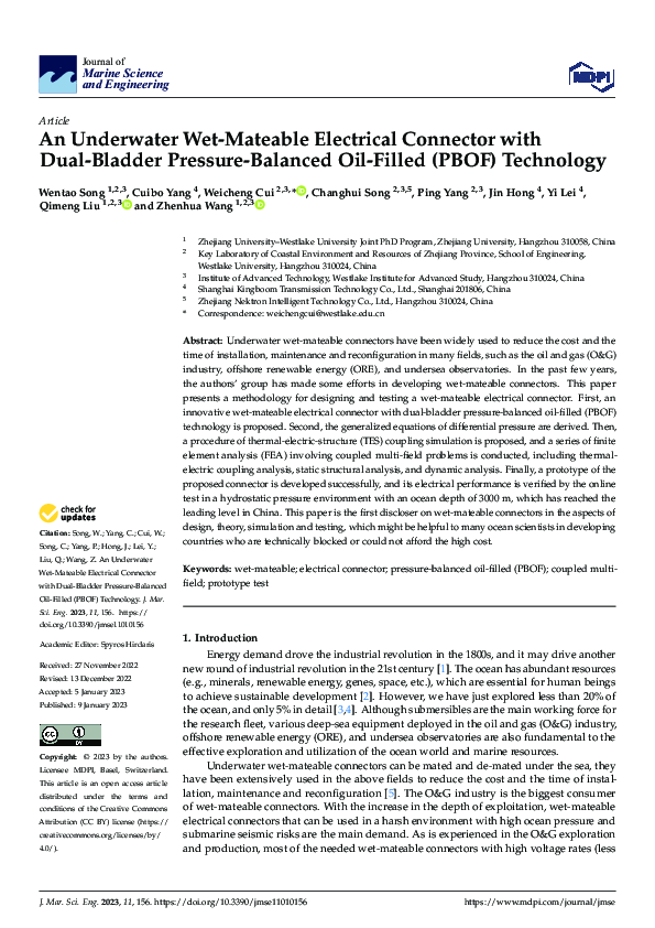 (PDF) An Underwater Wet-Mateable Electrical Connector with Dual-Bladder ...