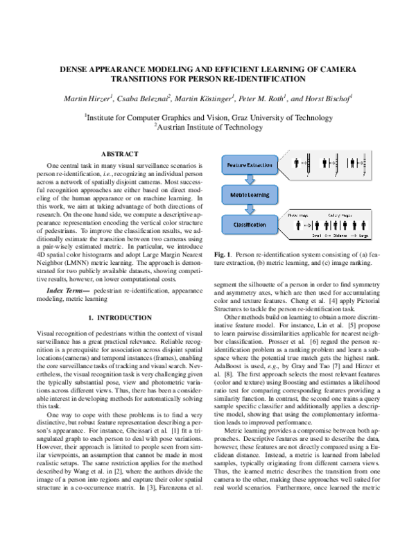 (PDF) Dense appearance modeling and efficient learning of camera transitions for person re ...