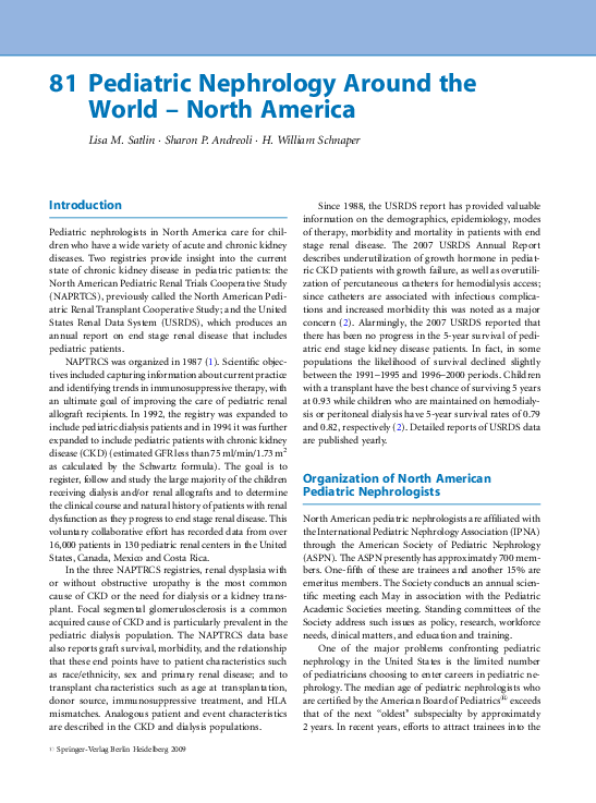 (PDF) Pediatric Nephrology Around the World – North America
