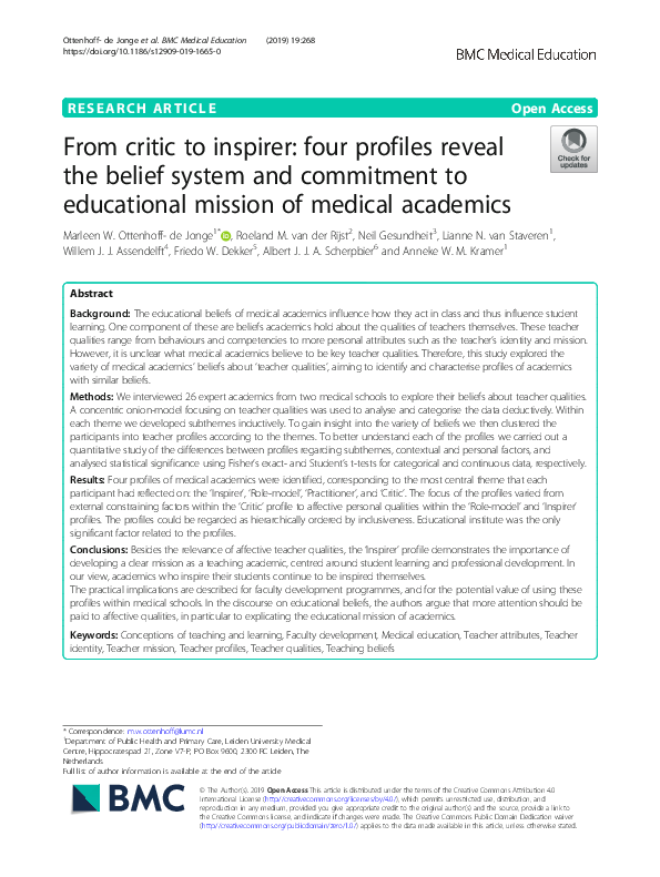 (PDF) From critic to inspirer: four profiles reveal the belief system ...