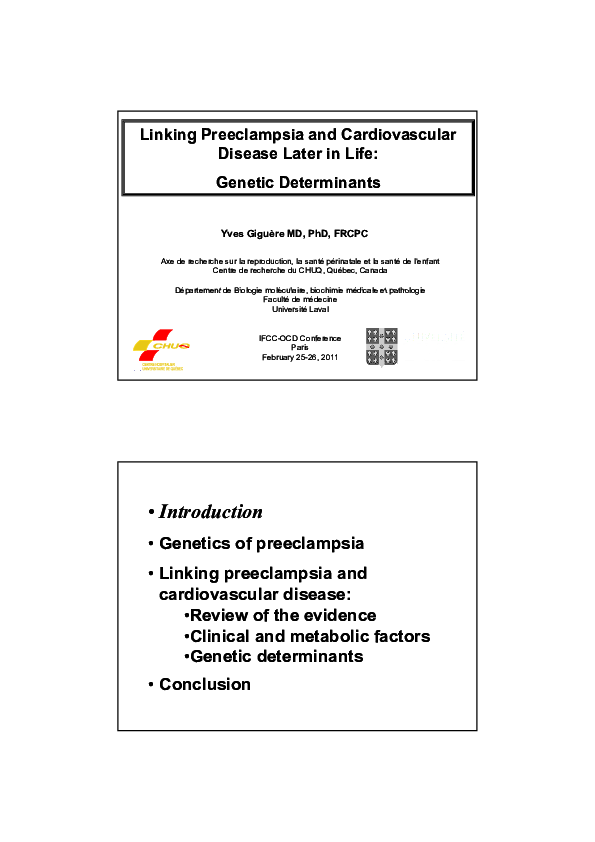 (PDF) Linking preeclampsia and cardiovascular disease later in life