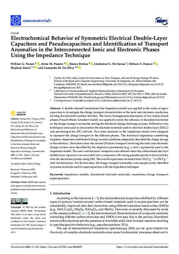 (PDF) Electrochemical Behavior of Symmetric Electrical Double-Layer ...