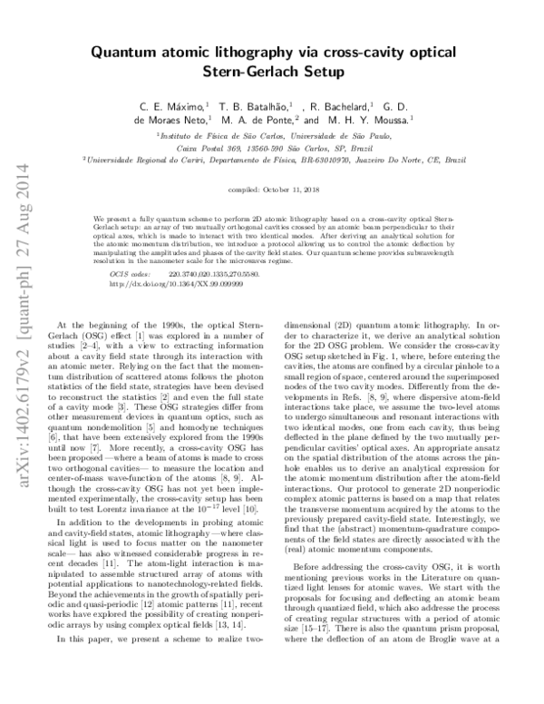 (PDF) Quantum atomic lithography via cross-cavity optical Stern–Gerlach ...