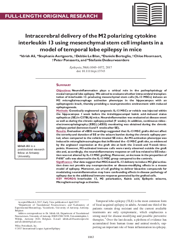 (PDF) Intracerebral delivery of the M2 polarizing cytokine interleukin ...