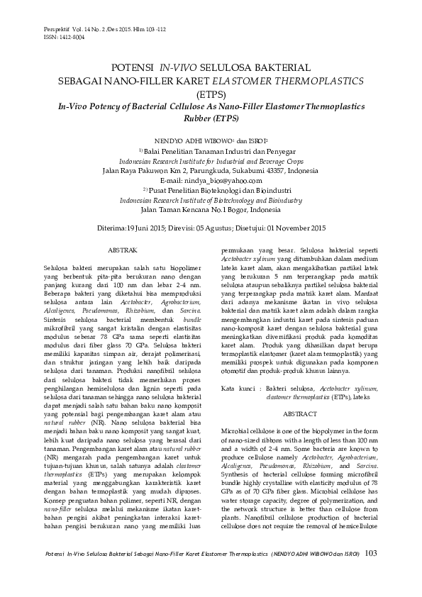 (PDF) Potensi In-Vivo Selulosa Bakterial Sebagai Nano-Filler Karet ...