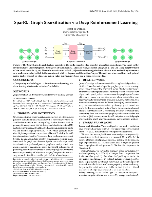 (PDF) SparRL: Graph Sparsification via Deep Reinforcement Learning