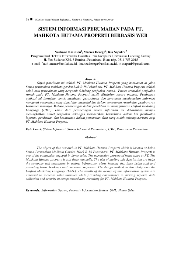 (PDF) Sistem Informasi Perumahan pada PT. MAHKOTA HUTAMA PROPERTI Berbasis Web | Mariza Devega ...