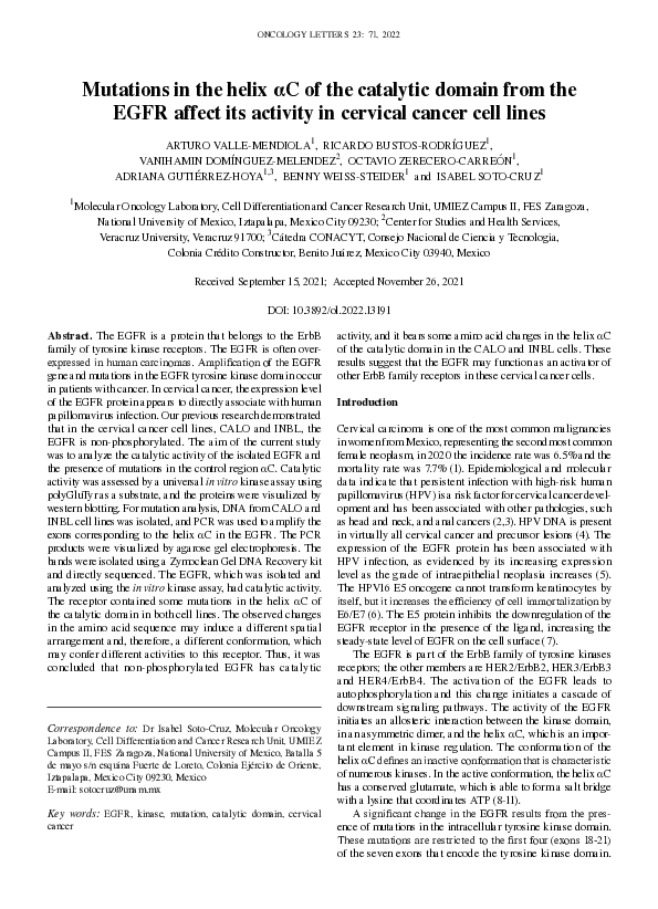 (PDF) Mutations in the helix αC of the catalytic domain from the EGFR ...