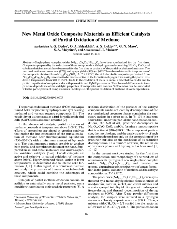 (PDF) New Metal Oxide Composite Materials as Efficient Catalysts of ...