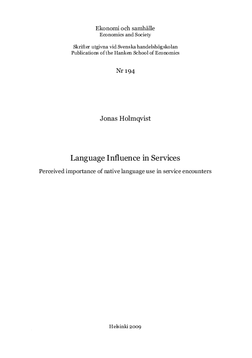 (PDF) Perceived importance of native language use in service encounters