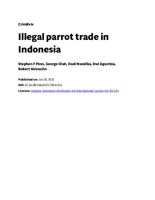 (PDF) Illegal parrot trade in Indonesia