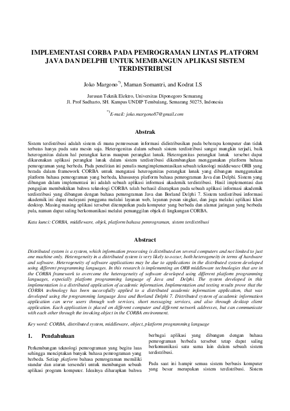 (PDF) Implementasi Corba Pada Pemrograman Lintas Platform Java Dan Delphi Untuk Membangun ...
