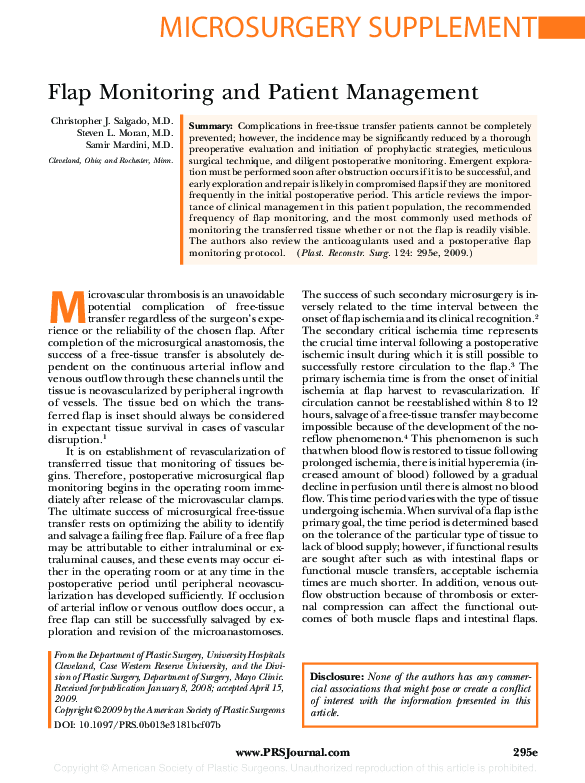 (PDF) Flap Monitoring and Patient Management