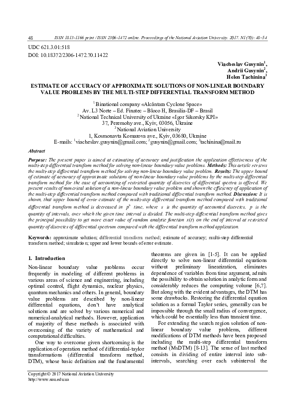 (PDF) Estimate of Accuracy of Approximate Solutions of Non-Linear Boundary Value Problems by the ...