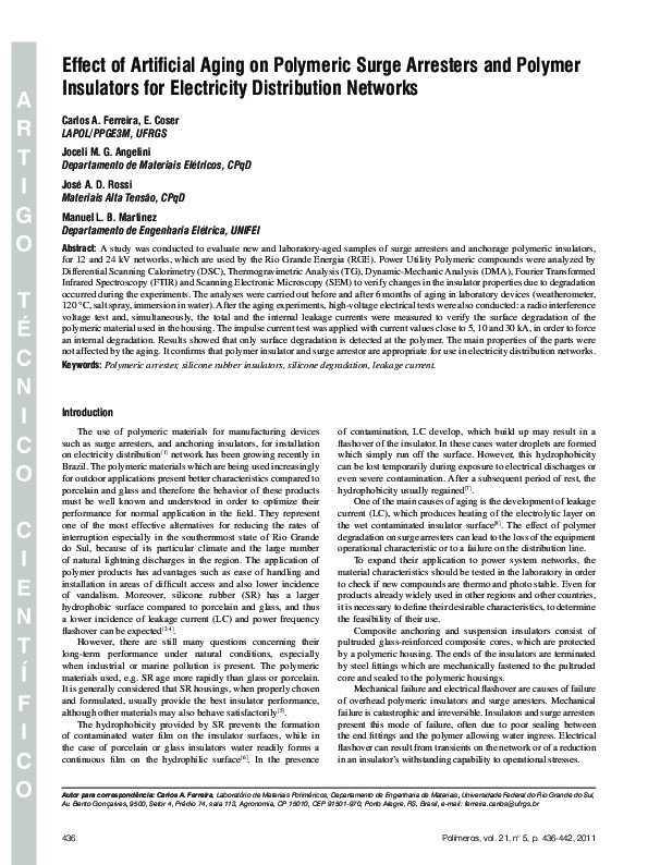 (PDF) Effect of artificial aging on polymeric surge arresters and ...
