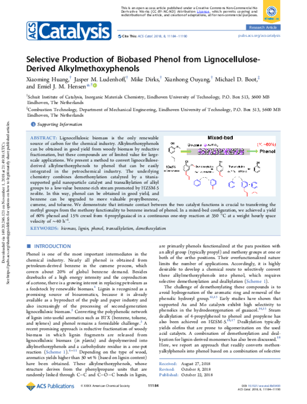 (PDF) Selective Production of Biobased Phenol from Lignocellulose ...