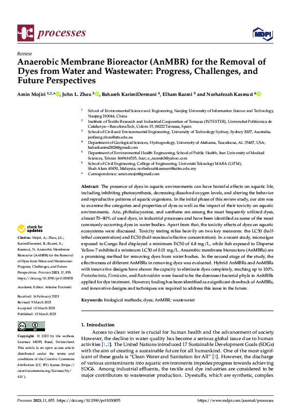 (PDF) Anaerobic Membrane Bioreactor (AnMBR) for the Removal of Dyes ...