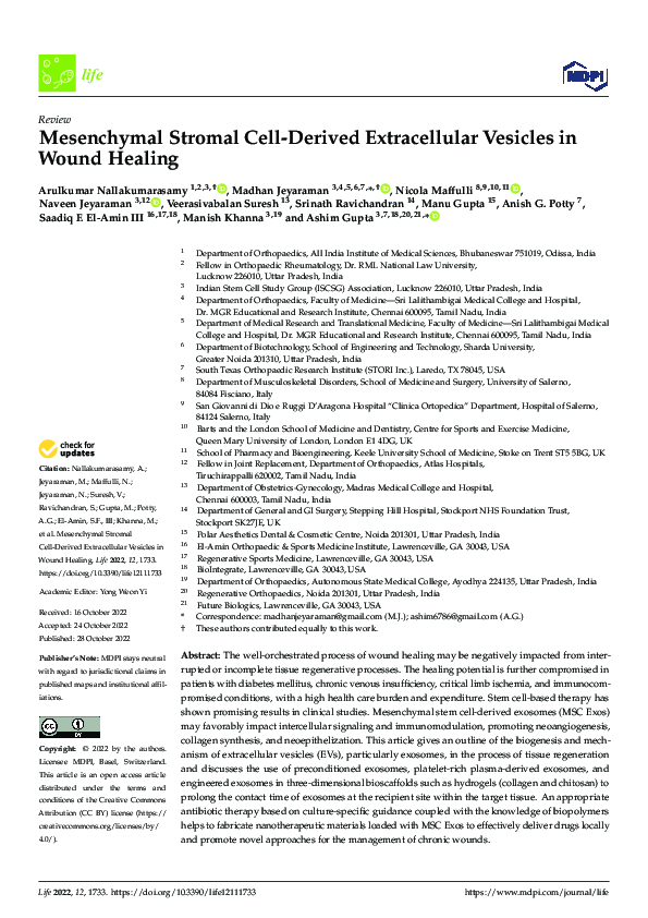 (PDF) Mesenchymal Stromal Cell-Derived Extracellular Vesicles in Wound ...
