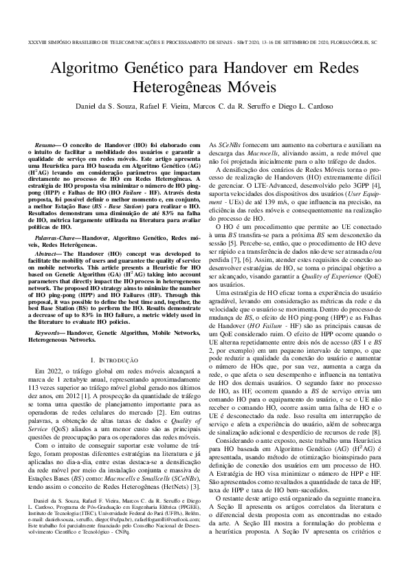 (PDF) Algoritmo Genético para Handover em Redes Heterogêneas Móveis