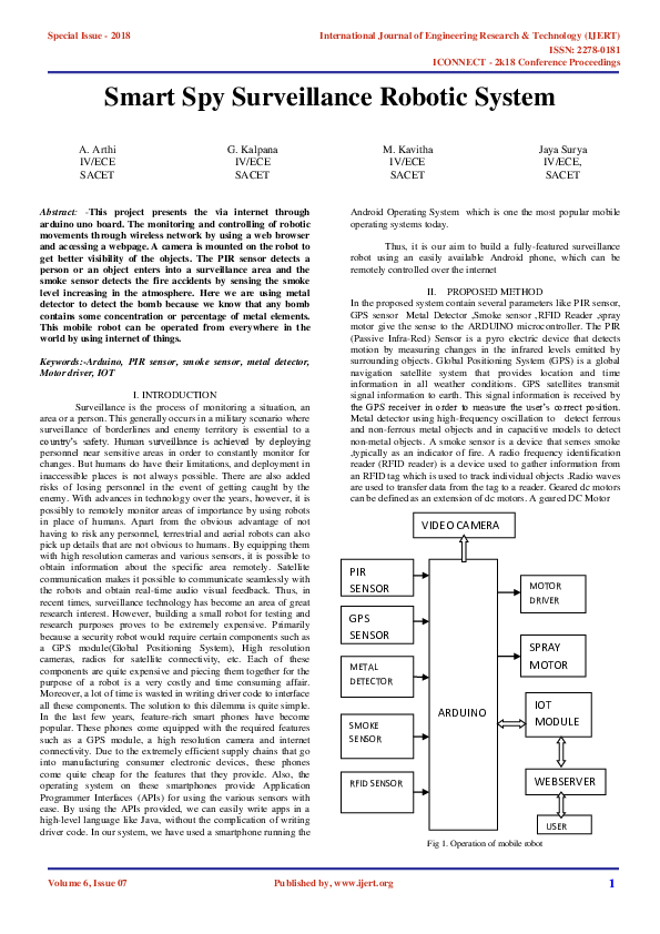 (PDF) Smart Spy Surveillance Robotic System