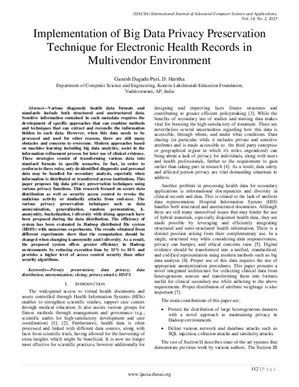 (PDF) Implementation of Big Data Privacy Preservation Technique for ...