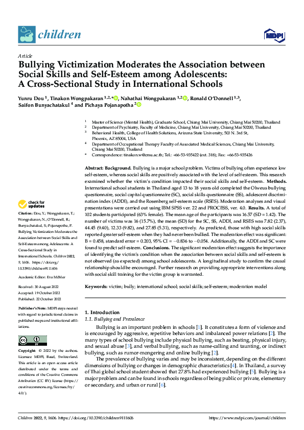 (PDF) Bullying Victimization Moderates the Association between Social ...