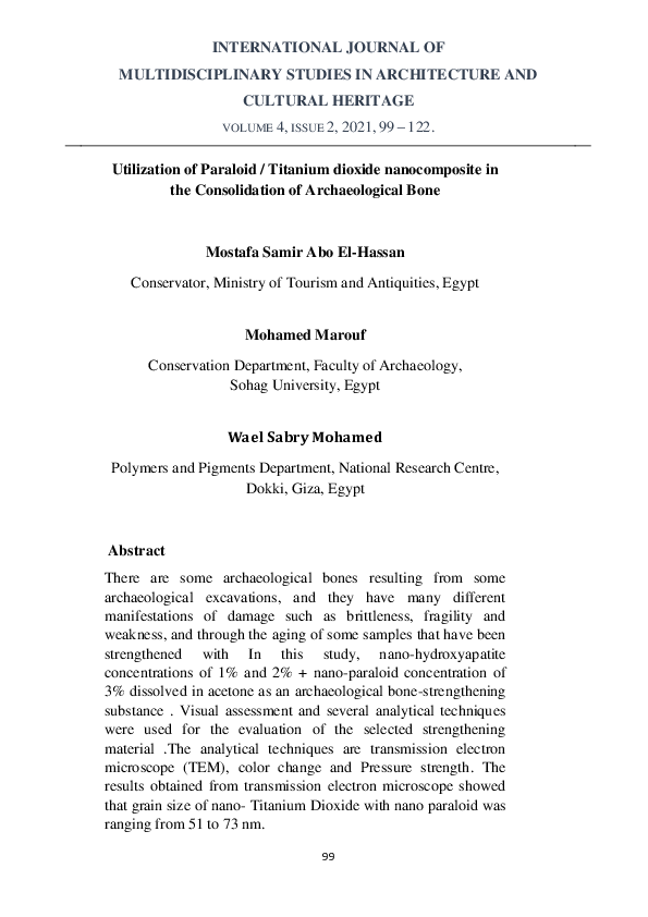 (PDF) Utilization of Paraloid / Titanium dioxide nanocomposite in the ...