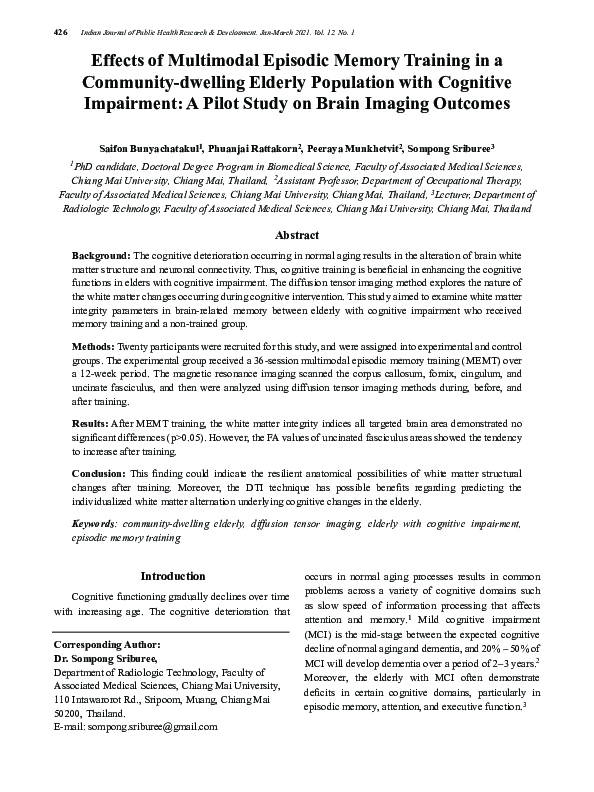(PDF) Effects of Multimodal Episodic Memory Training in a Community ...