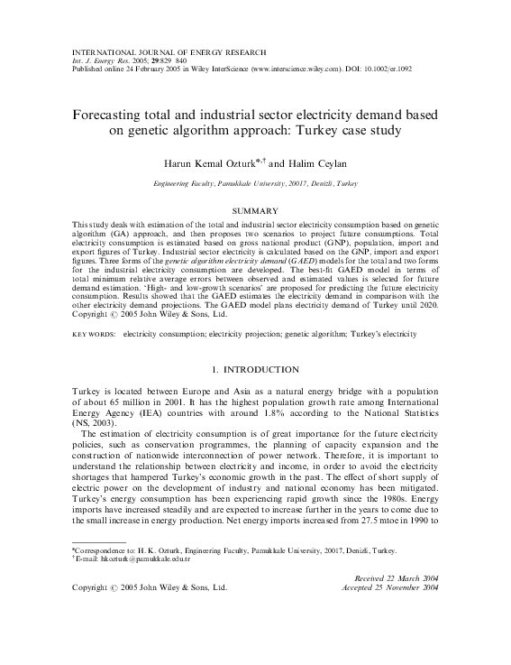 (PDF) Forecasting total and industrial sector electricity demand based ...