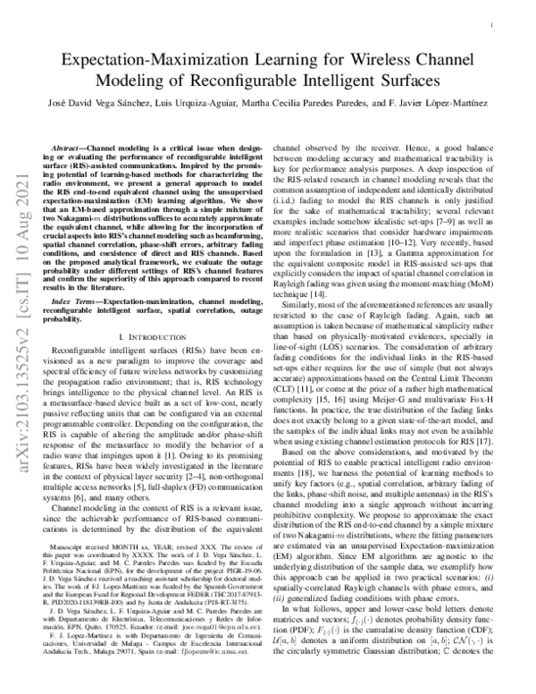 (PDF) Expectation-Maximization Learning for Wireless Channel Modeling of Reconfigurable ...