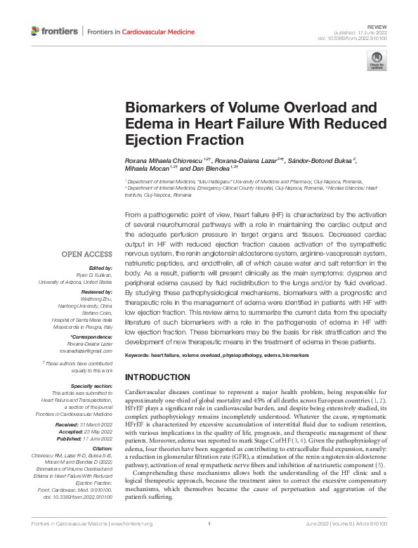 (PDF) Biomarkers of Volume Overload and Edema in Heart Failure With ...
