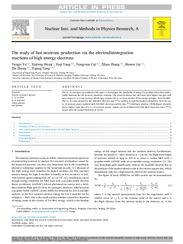 (PDF) The study of fast neutrons production via the ...