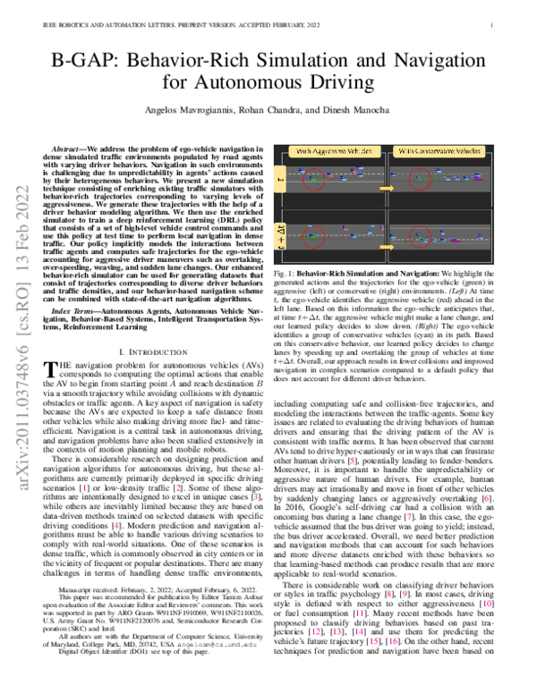 (PDF) B-GAP: Behavior-Guided Action Prediction for Autonomous Navigation