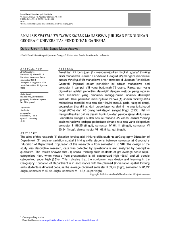 (PDF) Analisis Spatial Thinking Skills Mahasiswa Jurusan Pendidikan ...