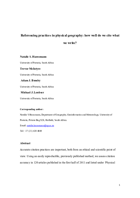 (PDF) Referencing practices in physical geography