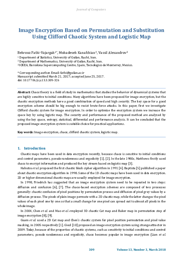 Pdf Image Encryption Based On Permutation And Substitution Using Clifford Chaotic System And