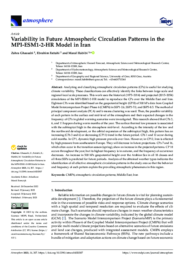 Pdf Variability In Future Atmospheric Circulation Patterns In The Mpi