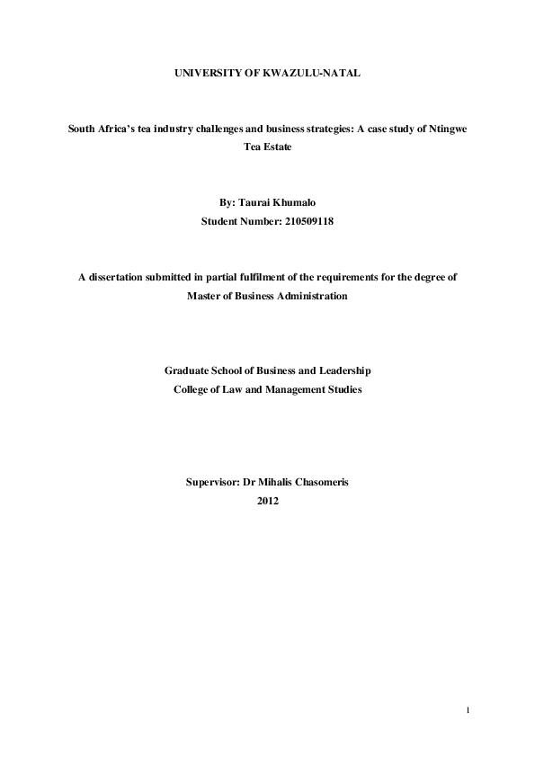 (PDF) South Africa's tea industry challenges and business strategies ...