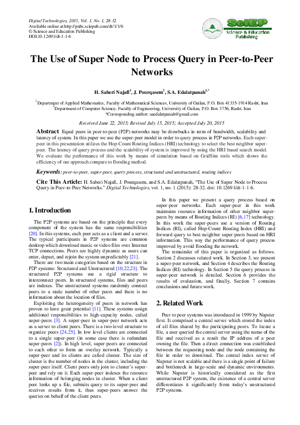 (PDF) Verification of Super-Peer Model for Query Processing in Peer-to ...