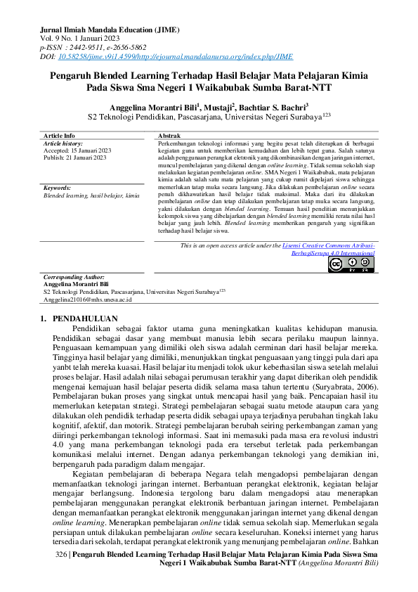 (PDF) Pengaruh Blended Learning Terhadap Hasil Belajar Mata Pelajaran ...