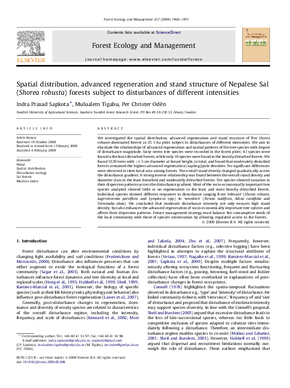 (PDF) Spatial distribution, advanced regeneration and stand structure of Nepalese Sal (Shorea ...